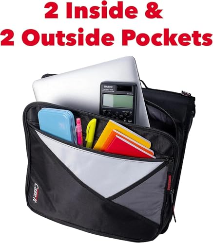 Case-it The Universal Zipper Binder - 2 Inch O-Rings - Padded Pocket That Holds up to 13 Inch Laptop/Tablet - Multiple Pockets - 400 Page Capacity - Comes with Shoulder Strap - Fire Engine Red LT-007