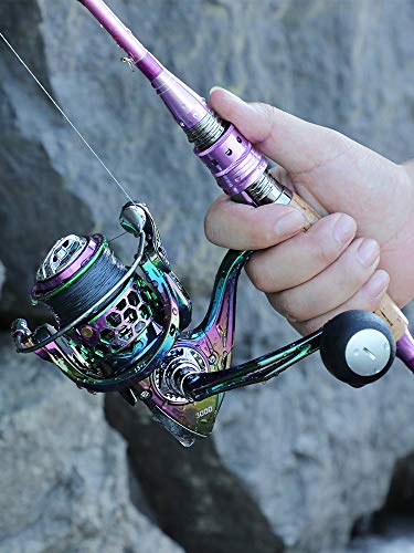 Sougayilang Fishing Rod Reel Combo,Carbon Fiber Protable Spinning Fishing Pole and Colorful Spinning Reel for Travel 4 Pieces Freshwater-6.9FT