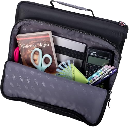 Case-it The Universal Zipper Binder - 2 Inch O-Rings - Padded Pocket That Holds up to 13 Inch Laptop/Tablet - Multiple Pockets - 400 Page Capacity - Comes with Shoulder Strap - Fire Engine Red LT-007