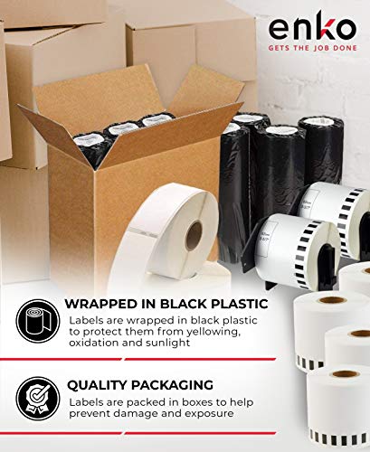 enKo - Compatible DK-2205 Continuous Paper Labels (2.4 Inch x 100 Feet) Compatible for Brother QL Label Printers - 6 Rolls + 2 Refillable Cartridge Frames