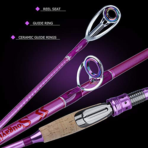 Sougayilang Fishing Rod Reel Combo,Carbon Fiber Protable Spinning Fishing Pole and Colorful Spinning Reel for Travel 4 Pieces Freshwater-6.9FT