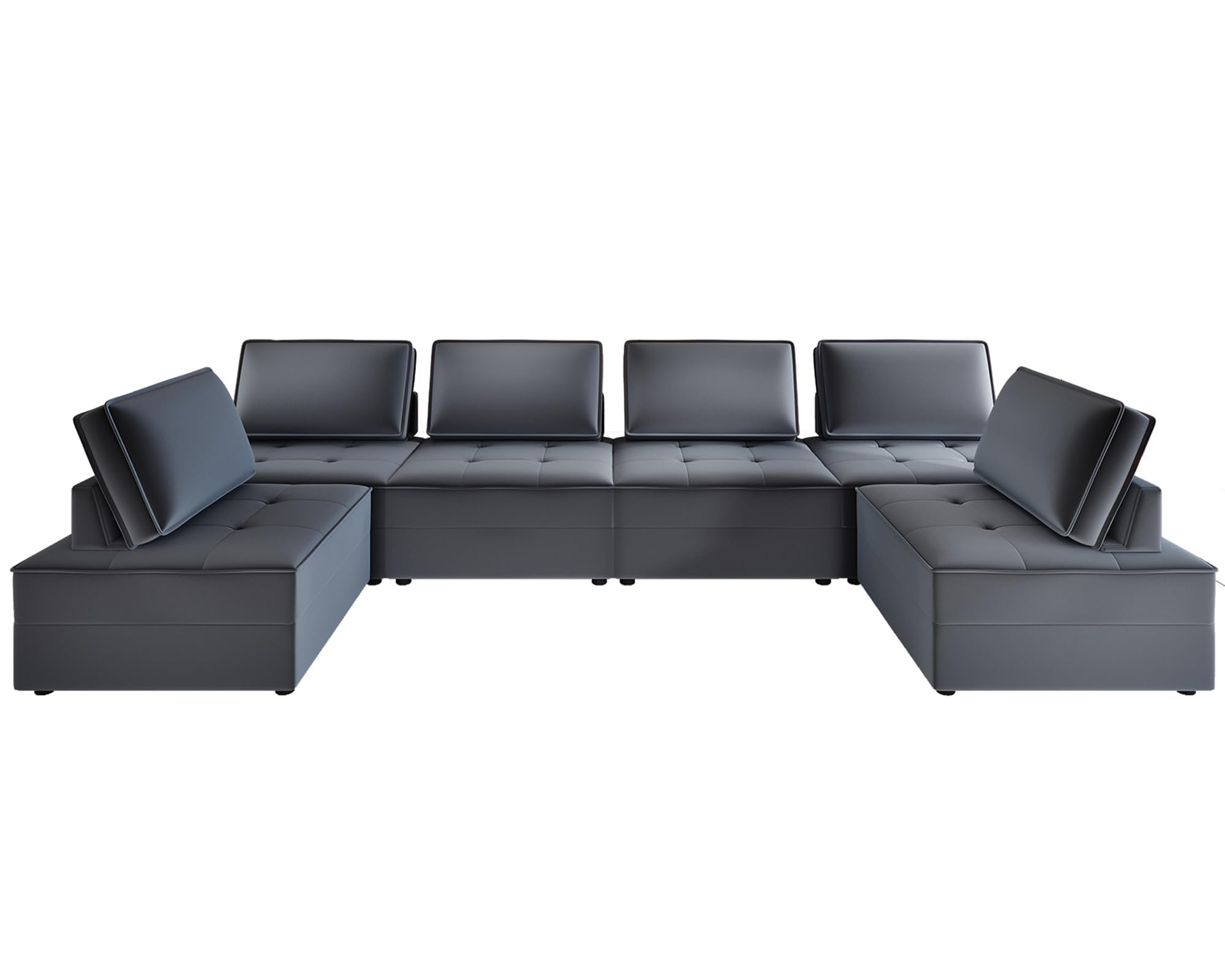PaPaJet Sectional Sofa, 6 Seater Modular Sectional Couch- Convertible U Shaped Sectional Sofa Couch, 32" Seat Depth Oversized Couch for Living Room, Office (Velvet,Grey)