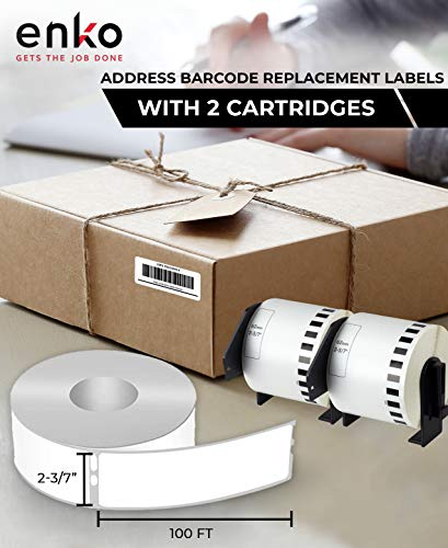 enKo - Compatible DK-2205 Continuous Paper Labels (2.4 Inch x 100 Feet) Compatible for Brother QL Label Printers - 6 Rolls + 2 Refillable Cartridge Frames