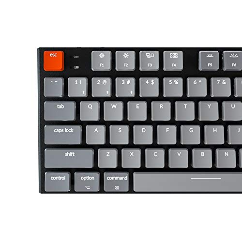 Keychron K1 Bluetooth Mechanical Keyboards,Wireless Mechanical Gaming Keyboard with Low Profile Gateron Blue Switch/White LED Backlight/USB C, 87 Keys N-Key Rollover for Mac Windows PC Gamer-Version 4