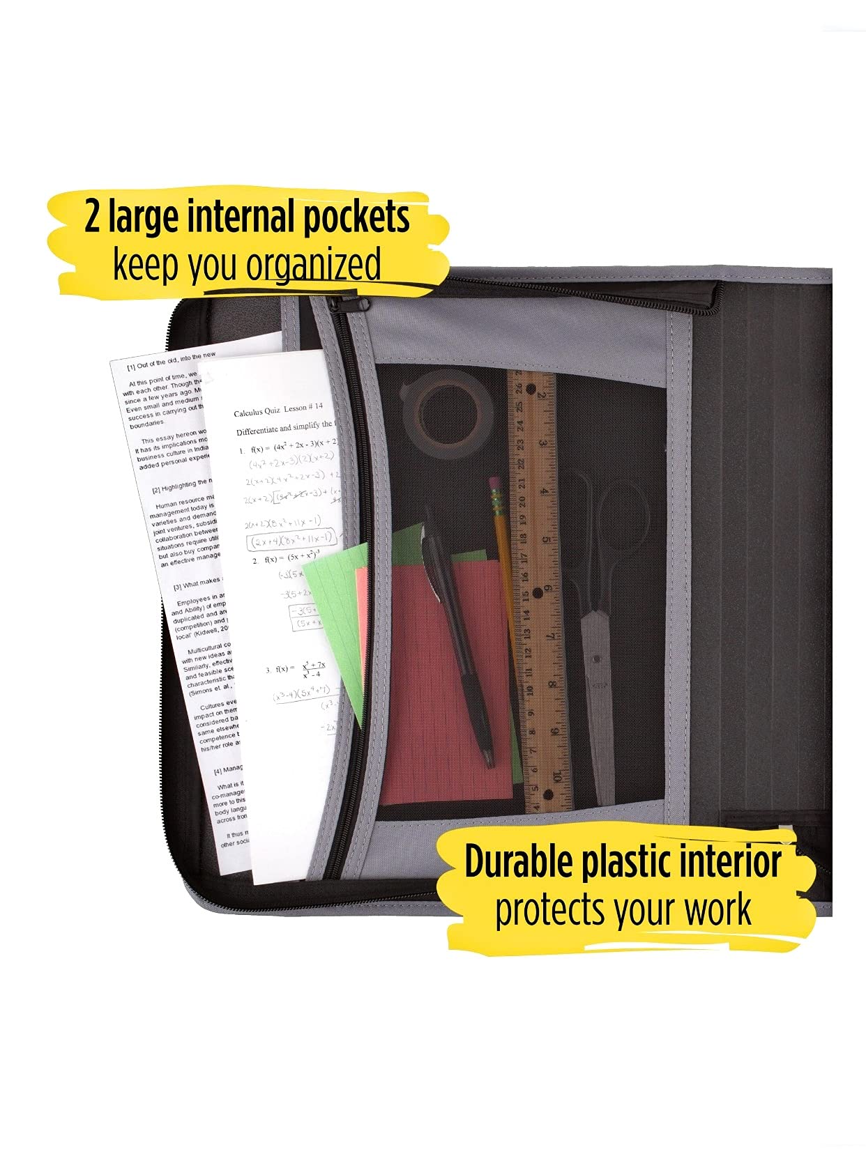 Five Star Xpanz Zipper Binder, 2" Round Rings, 380 Sheets, Grey