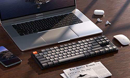Keychron K1 Bluetooth Mechanical Keyboards,Wireless Mechanical Gaming Keyboard with Low Profile Gateron Blue Switch/White LED Backlight/USB C, 87 Keys N-Key Rollover for Mac Windows PC Gamer-Version 4