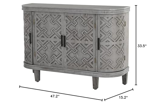 MISPACIO Grey Farmhouse Sideboard Buffet Cabinet Retro Sideboard Buffet Cabinet with Doors Wood Storage Cabinet for Living Room Entryway Kitchen