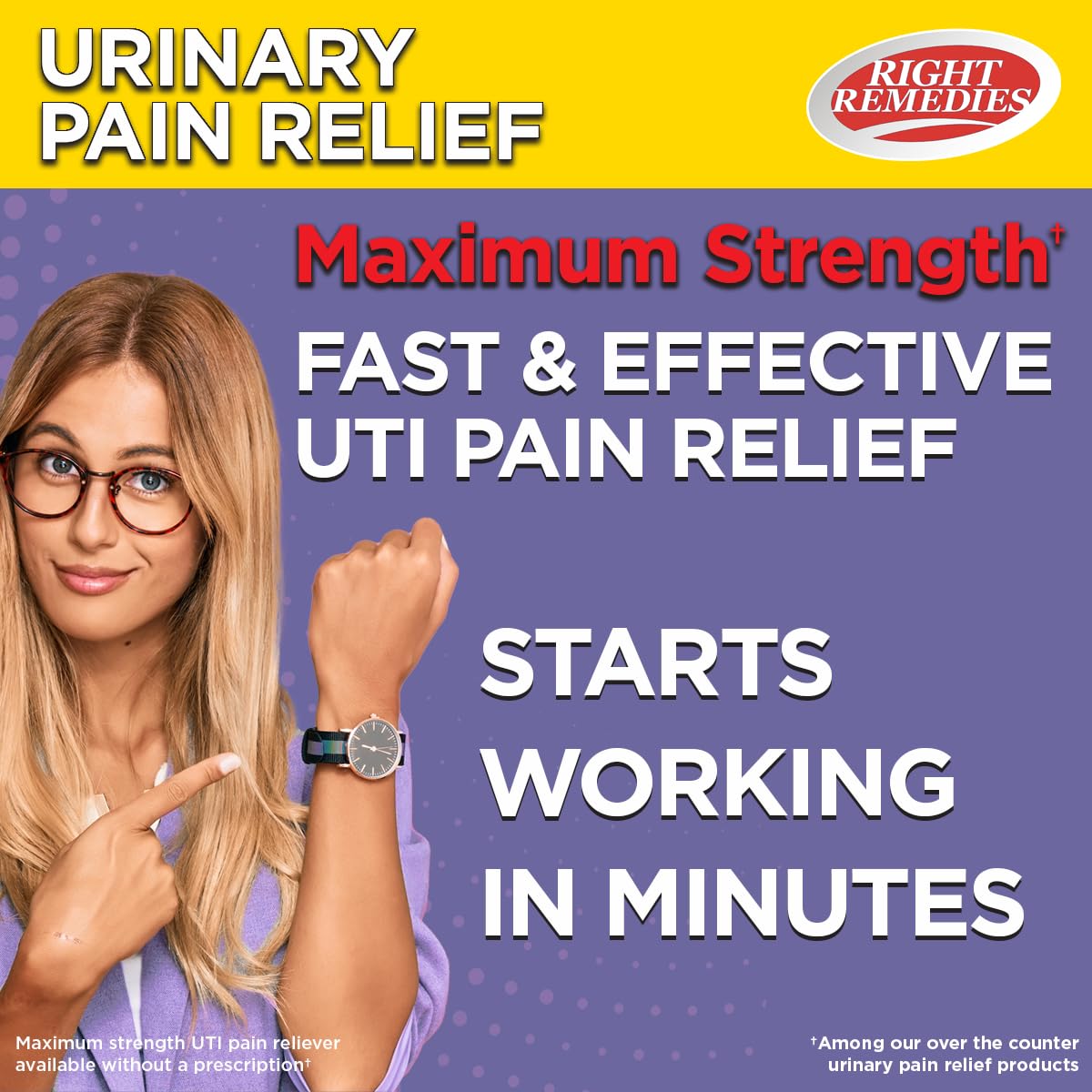 RIGHT REMEDIES Urinary Pain Relief Phenazopyridine HCl 99.5mg Tablets | Maximum Strength OTC for Fast Relief of UTI Pain, Burning and Bladder discomfort | Generic AZO Maximum Strength (72 Count)