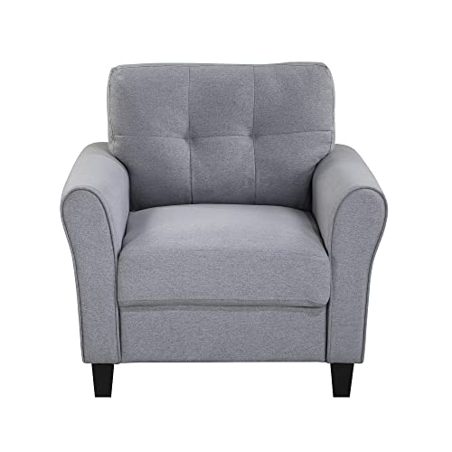 Merax 3 Pieces Living Room Sectional Sofa Set, Modern Linen Upholstered Couch Furniture with Thick Foam, Light Gray+Blue