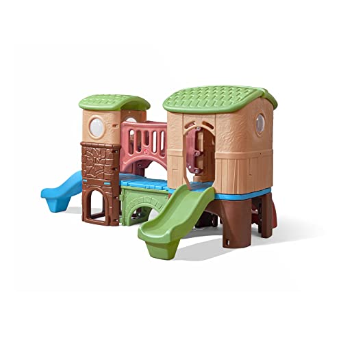 Step2 Clubhouse Climber Playset β Toddler Play Gym with Elevated Clubhouse, Two Slides, Bridge, and Crawl-Through Tunnel
