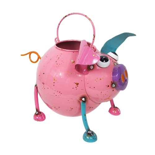 Fun Colorful Enameled Metal Watering Can - Pig, Continental Art Center Inc. CAC193001B