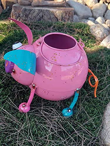 Fun Colorful Enameled Metal Watering Can - Pig, Continental Art Center Inc. CAC193001B