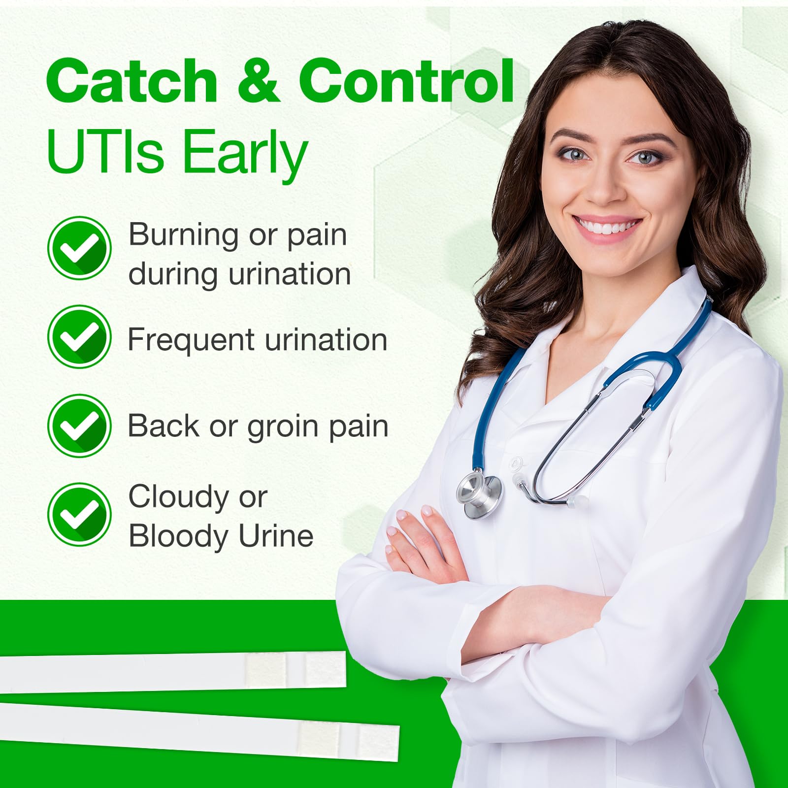Easy@Home 25 Tests/Bottle Urinary Tract FSA Eligible Infection UTI Test Strips, Monitor Bladder Urinary Tract Issues Testing Urine- for Over The Counter (OTC) USE, Urinalysis (UTI-25P)