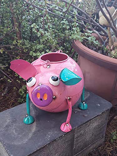 Fun Colorful Enameled Metal Watering Can - Pig, Continental Art Center Inc. CAC193001B