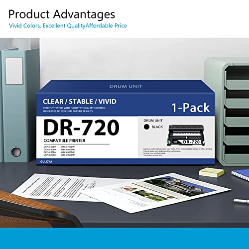 GULOYA DR-720 DR720 High Yield Black Compatible Drum Unit Replacement for Brother HL-5440D 5450DN DCP-8110DN 8150DN 8510DN MFC-8710DW 8810DW 8910DW Printer (1 Drum)