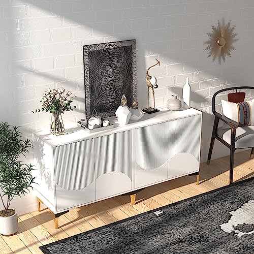 scolyk White Buffet Cabinet with Storage: White Coffee Bar Cabinet with Storage, Kitchen Sideboard Cabinet, 2 Door Cabinet Buffets & Sideboards, White Kitchen Cabinets