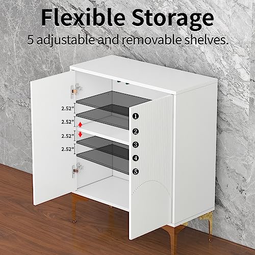 scolyk White Buffet Cabinet with Storage: White Coffee Bar Cabinet with Storage, Kitchen Sideboard Cabinet, 2 Door Cabinet Buffets & Sideboards, White Kitchen Cabinets