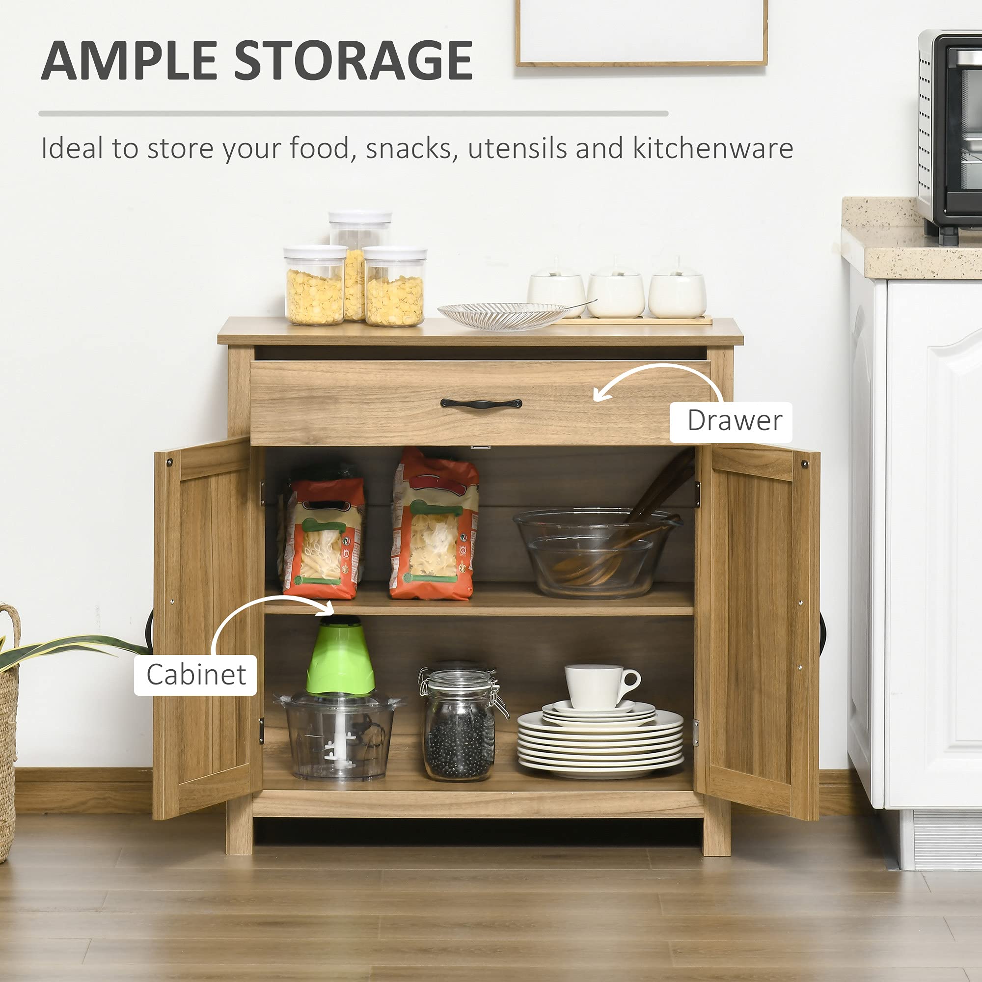 HOMCOM Sideboard, Natural Wood Effect