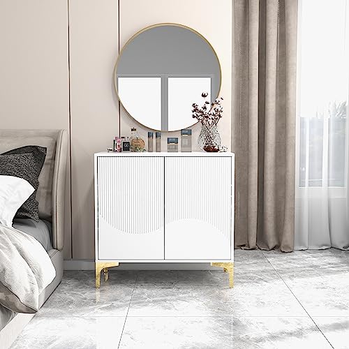 scolyk White Buffet Cabinet with Storage: White Coffee Bar Cabinet with Storage, Kitchen Sideboard Cabinet, 2 Door Cabinet Buffets & Sideboards, White Kitchen Cabinets