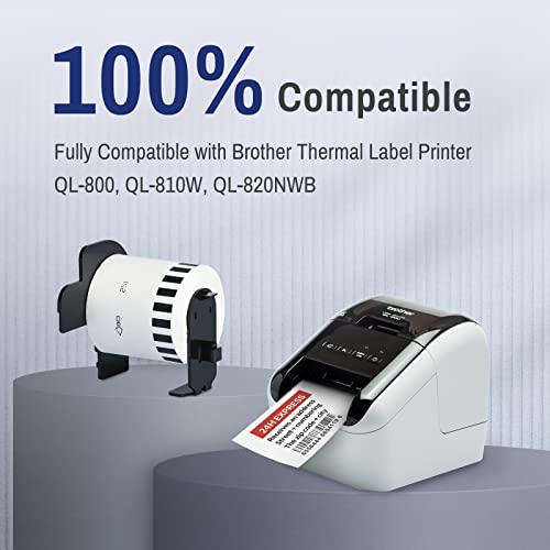 SAILNER Compatible Label Replacement for Brother DK-2251 (2.4" X 50 Ft.) Continuous Paper Tape Black/Red, Use with Brother QL Label Printers - 6 Rolls + 6 Frames DK-2251