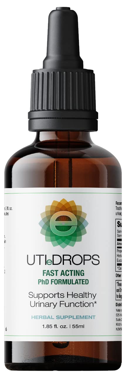 Natural UTI E-Drops – Fast-Acting Herbal Formula for Support of Bladder, Kidney & Urinary Tract Health for Women & Men