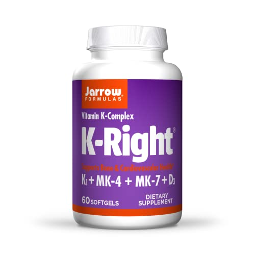 Jarrow Formulas K-Right - Dietary Supplement for Bone & Cardiovascular Health Support - Contains Vitamin D3 & Three Forms of Vitamin K Including MK-7 - 60 Servings (PACKAGING MAY VARY)