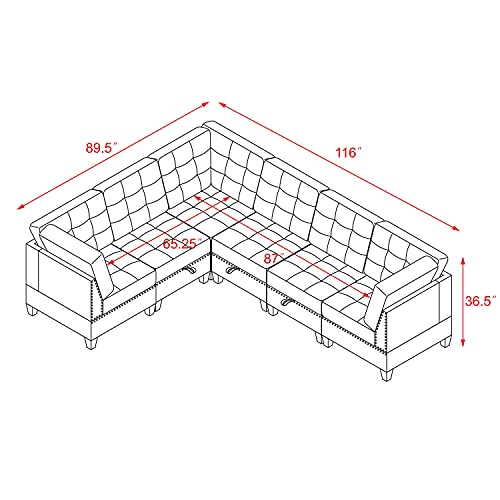 Free Combination Modular Sofa Reversible Sectional Couch Oversized L Shaped Sofá Upholstery Deap Seat Sleeper Couches Bed with Storage for Living Room Spacious Space,3 Single Chairs,Three Corners