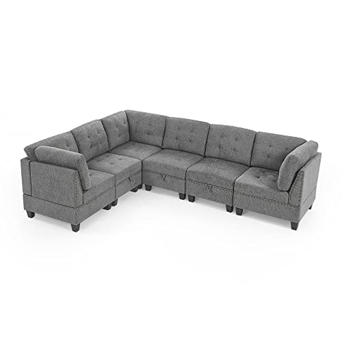 Free Combination Modular Sofa Reversible Sectional Couch Oversized L Shaped Sofá Upholstery Deap Seat Sleeper Couches Bed with Storage for Living Room Spacious Space,3 Single Chairs,Three Corners