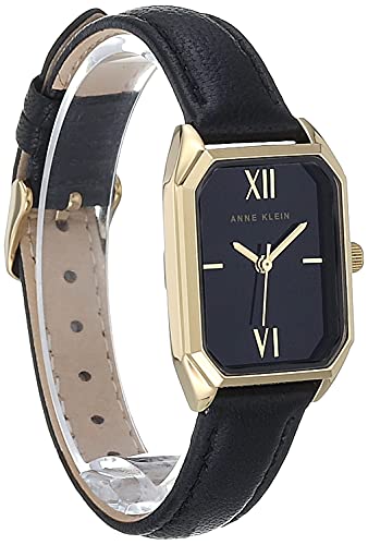 Anne Klein Women Japanese Quartz Dress Watch with Leather Strap, Black, 13 (Model: AK/3874BKBK)