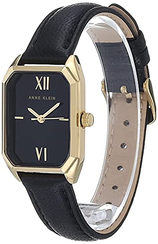 Anne Klein Women Japanese Quartz Dress Watch with Leather Strap, Black, 13 (Model: AK/3874BKBK)