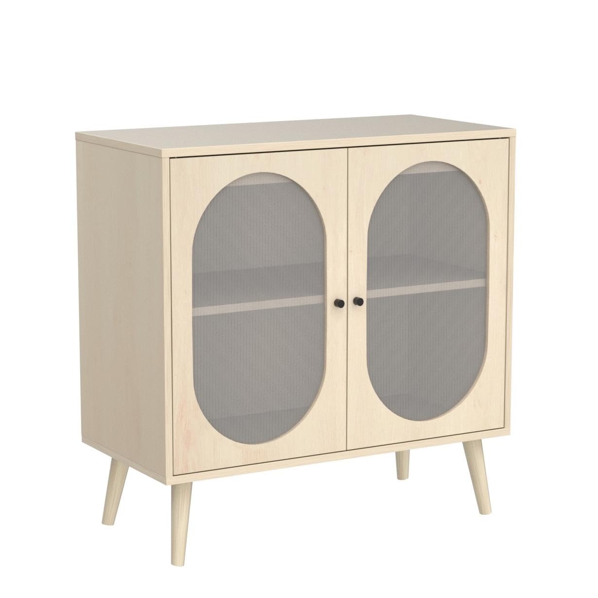 PHOYAL Sideboard Buffet Cabinet, Modern Sideboard Cabinet Accent Storage Cabinet with 2 Doors and Adjustable Shelves Storage Cabinet for Kitchen, Living Room, Hallway, Natural X 2