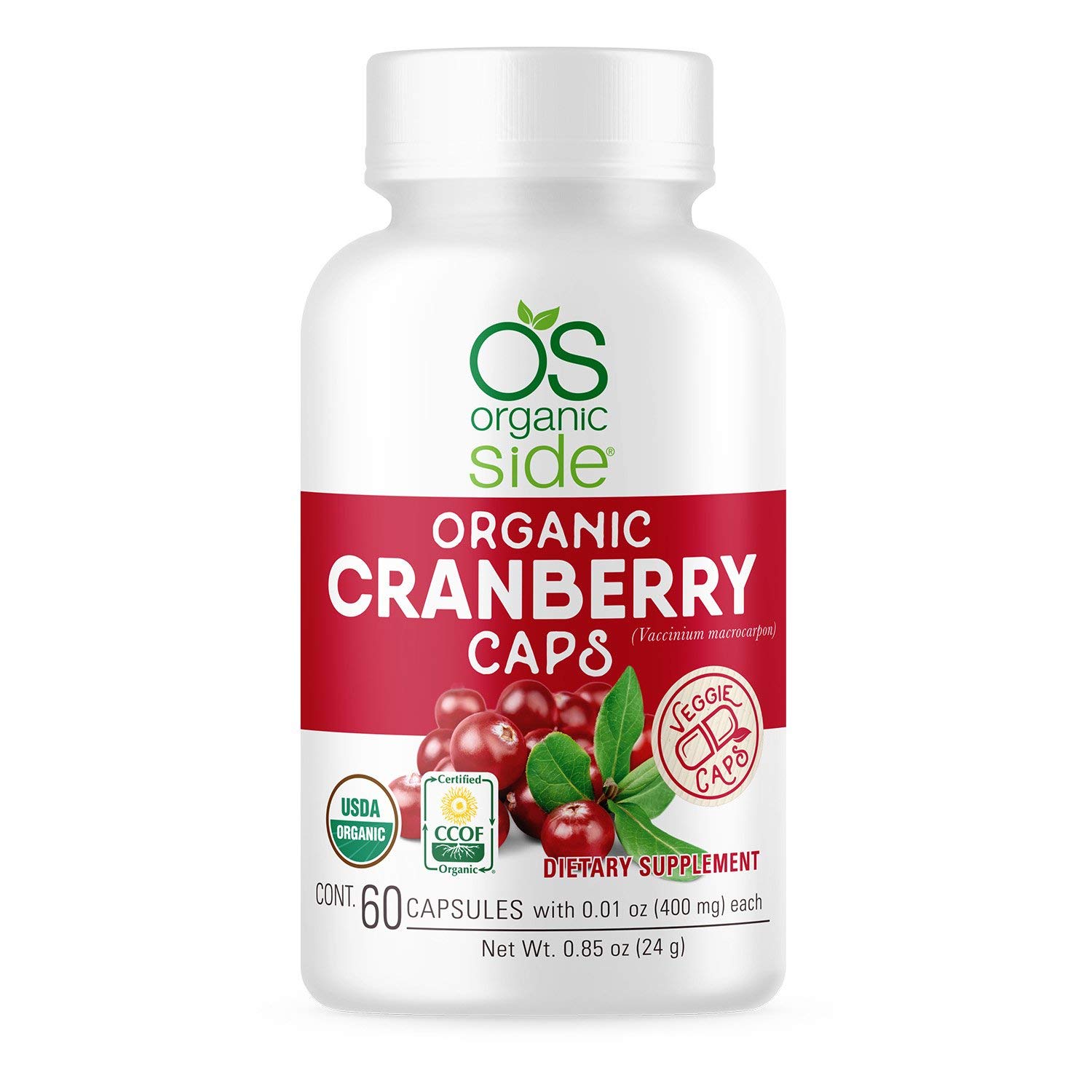 OS Organic Side - Organic Cranberry 60 Capsules - Prevention of UTI - Certified USDA - Non GMO - Vegan