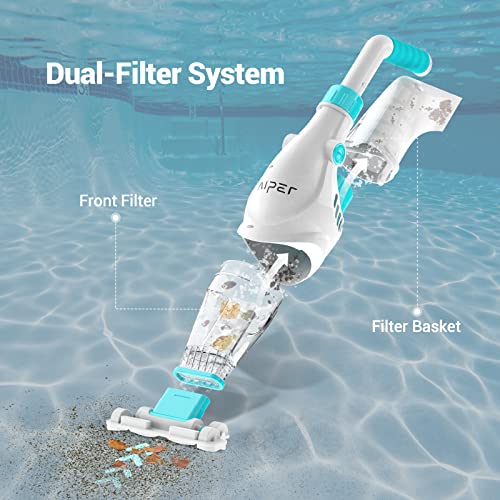 AIPER Cordless Pool Vacuum, Handheld Rechargeable Swimming Pool Cleaner, 60 Mins Running Time, Deep Cleaning & Strong Suction Ideal for Above & In-ground Pools, Hot Tubs, Spas-Pilot H1