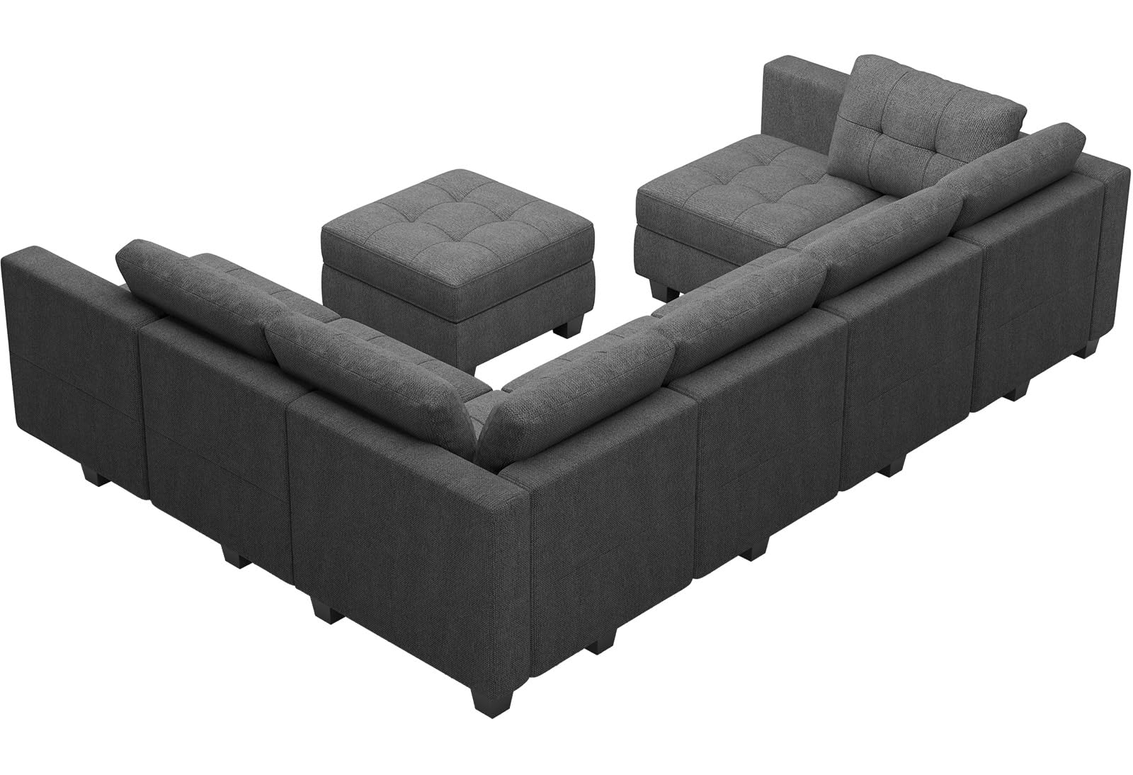 Belffin Modular Convertible Sectional Sofa Couch with Reversible Chaise U Shaped Couch Set with Storage Ottoman Sectional Modular Sofa with Storage Seats Dark Grey