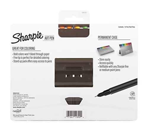 SHARPIE Art Pens, Fine Point, Assorted Colors, Hard Case, 16 Count (1983966)
