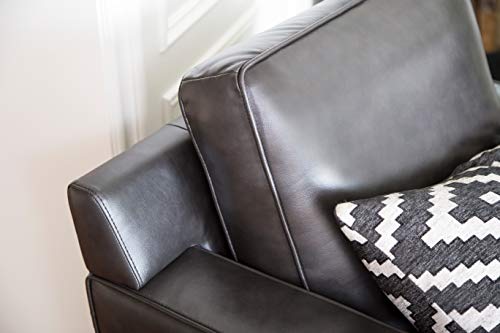 Abbyson Living Milton Leather Sofa & Loveseat - Modern Design, Top Grain Leather, Espresso Wood Accents, 2 Piece Set, Gray