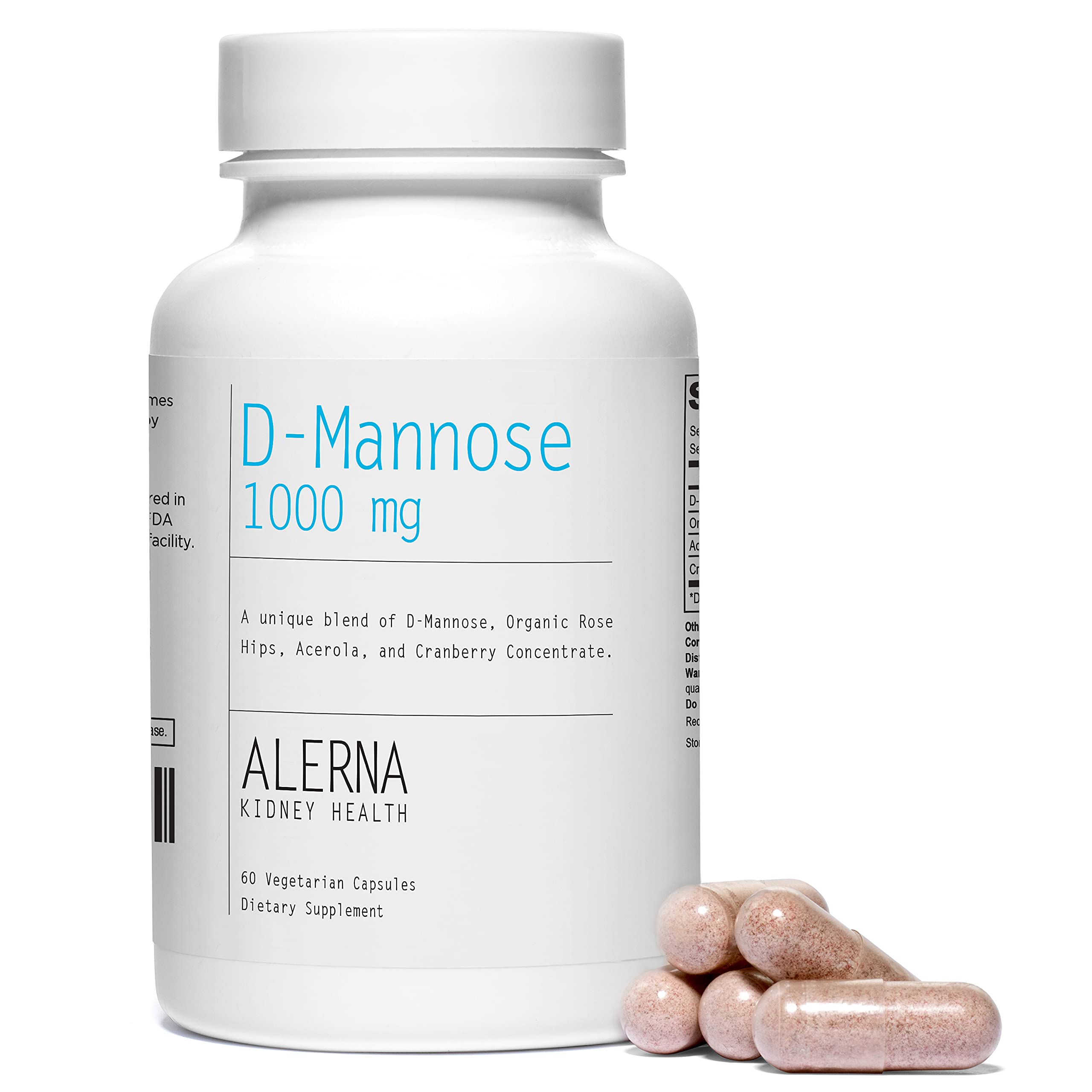 D-Mannose 1000 mg - Urinary Tract Health - with Cranberry Concentrate, Organic Rose HIPS, Acerola Extract - 60 Vegetarian Capsules (Pack of 3)