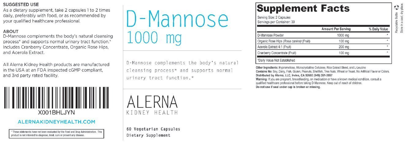 D-Mannose 1000 mg - Urinary Tract Health - with Cranberry Concentrate, Organic Rose HIPS, Acerola Extract - 60 Vegetarian Capsules (Pack of 3)