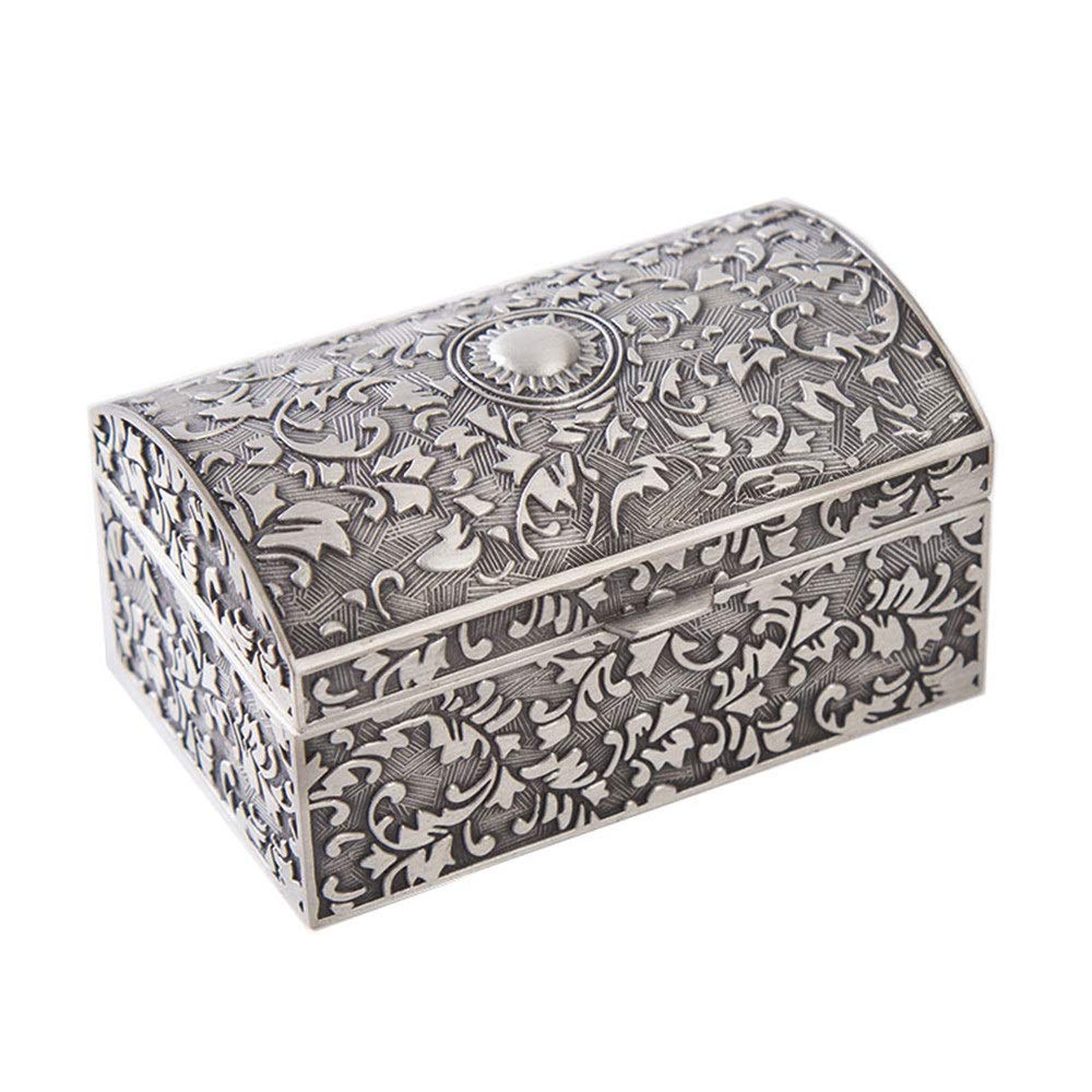 GaRcan Trinket Display Storage Retro Princess Jewelry Box Product Matching Lighter tin Box With Soft Inner Surface for Girls Ladies Women (Color : Silver, Size : 8x6x4cm) (Silv