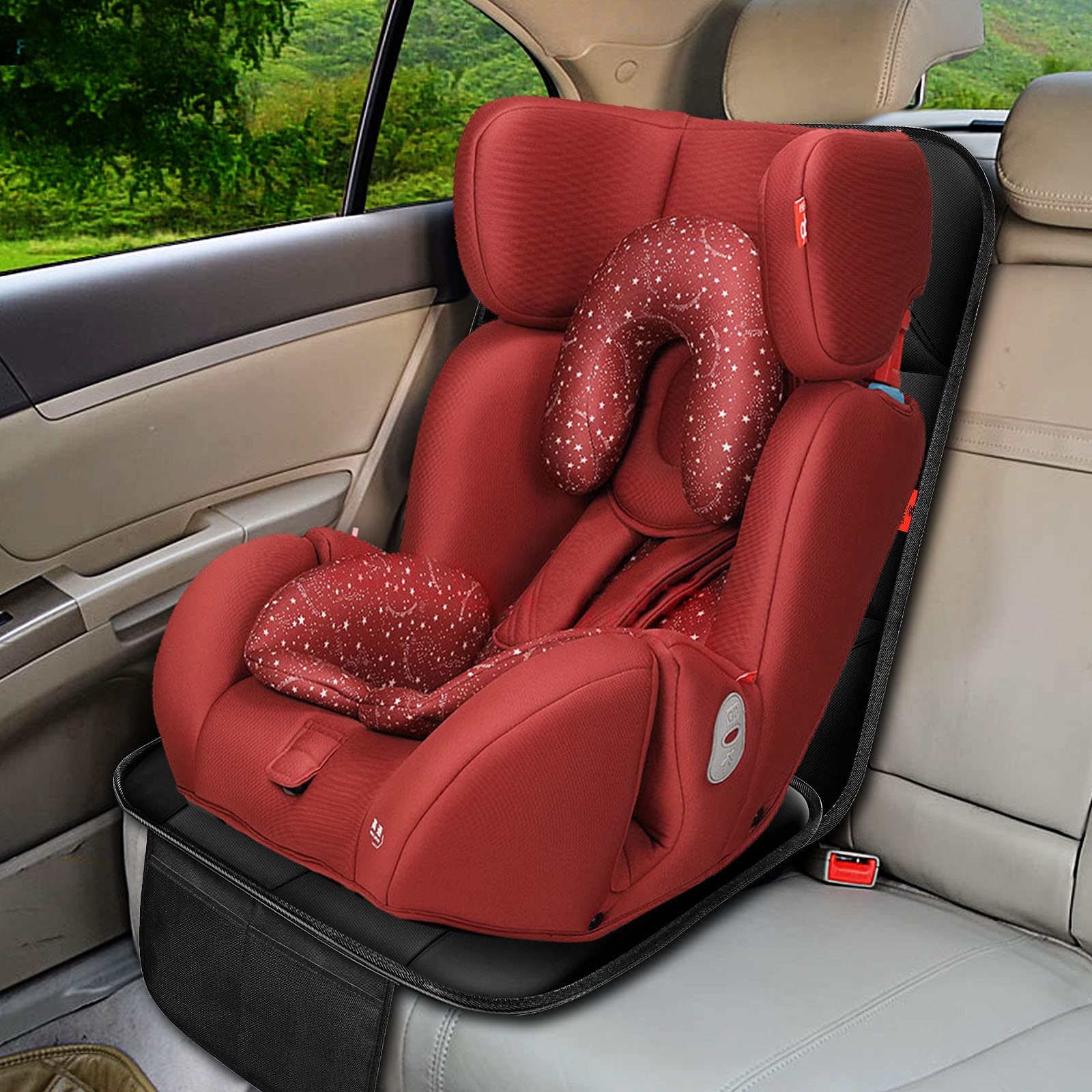XHYANG Car Seat Protector 1 Pack Car Seat Cushion Mat Thickest Padding,Waterproof 600D Fabric Car Seat Covers for Non-Slip Backing Mesh Pockets for Baby and Pet 1 Seat Protector Blue