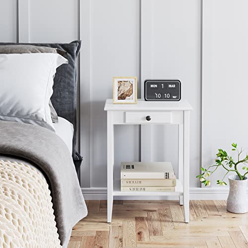 IDEALHOUSE Nightstand Wooden, 2-Tier Couch Sofa Side Table with Drawer - Stylish End Table for Living Room Bedroom Study Room