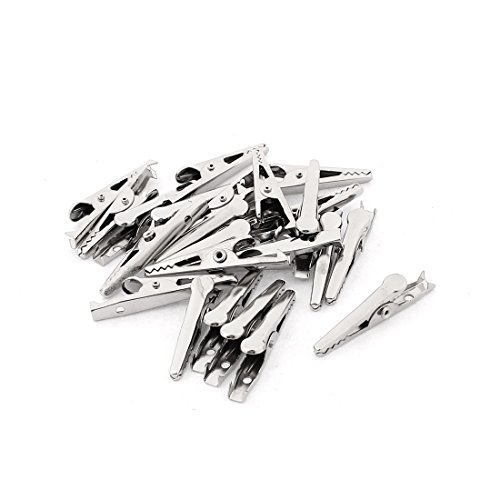 IIVVERR Metal Insulated Alligator Testing Clips Crocodile Clamps Silver Tone 23pcs (Pinzas de cocodrilo con aislamiento metálico, pinzas de cocodrilo, tono plateado, 23 piezas