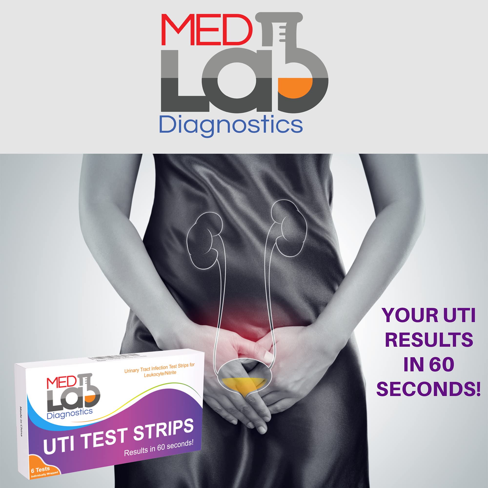 UTI Urine Test Strips(Pack of 6) Individually Wrapped Urinary Tract Infection UTI Test Kit for Women, Men, Kids Cats and Dogs