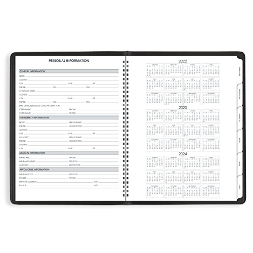 AT-A-GLANCE 2023 Weekly & Monthly Appointment Book, Quarter-Hourly, 8-1/4" x 11", Large, Triple View, Black (70950V05)