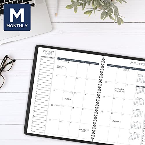 AT-A-GLANCE 2023 Weekly & Monthly Appointment Book, Quarter-Hourly, 8-1/4" x 11", Large, Triple View, Black (70950V05)