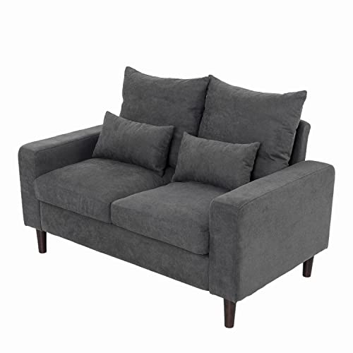 Panana 3 Piece Small Sofa Set, Sectional Sofa Loveseat with Ottoman for Small Space Living Room Apartment (Grey)
