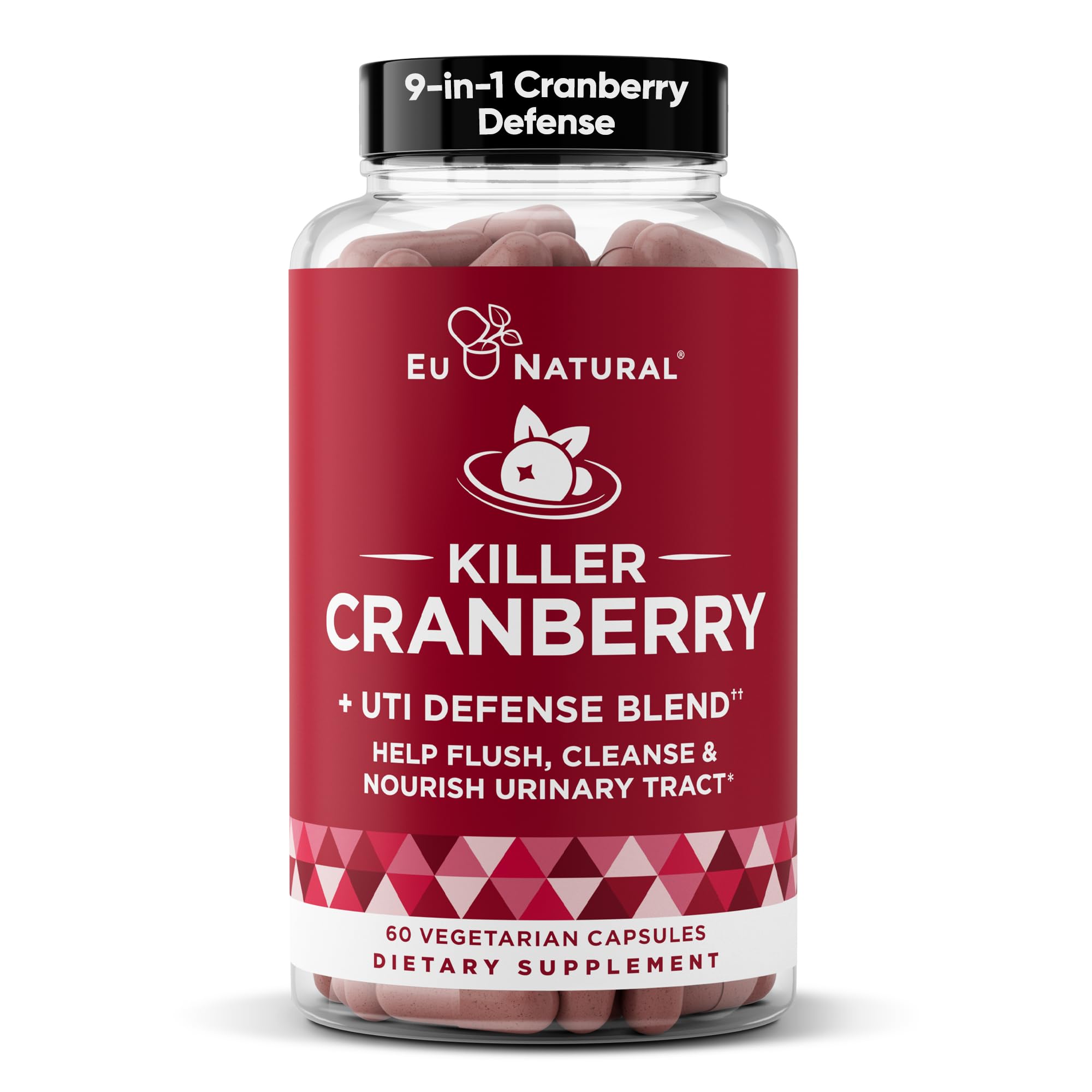 9-In-1 Killer Cranberry Pills for Women – UTI Defense Blend with Clinically Studied Ingredients – 9 Extract Urinary Tract Supplement – Pine Bark, Propolis, Vitamin D & More – 60 Fast-Acting Capsules