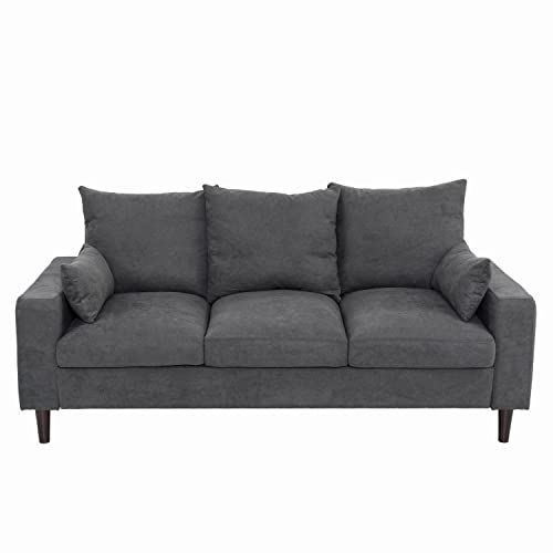 Panana 3 Piece Small Sofa Set, Sectional Sofa Loveseat with Ottoman for Small Space Living Room Apartment (Grey)