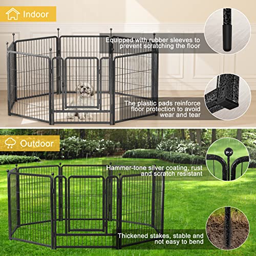 Mr IRONSTONE Dog Playpen with Anti-Rust Surface, Foldable 8/16 Panels 32" Height Dog Fence Exercise Pen, Indoor/Outdoor Puppy Pen Pet Playpen for Small/Medium/Large Dogs