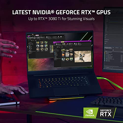 Razer Blade 17 Gaming Laptop: NVIDIA GeForce RTX 3080 Ti - 12th Gen Intel 14-Core i9 CPU - 17.3" 4K 144Hz - 32GB DDR5 RAM - 1TB PCIe SSD - Windows 11 - Chroma RGB - Thunderbolt 4 - SD Card Reader